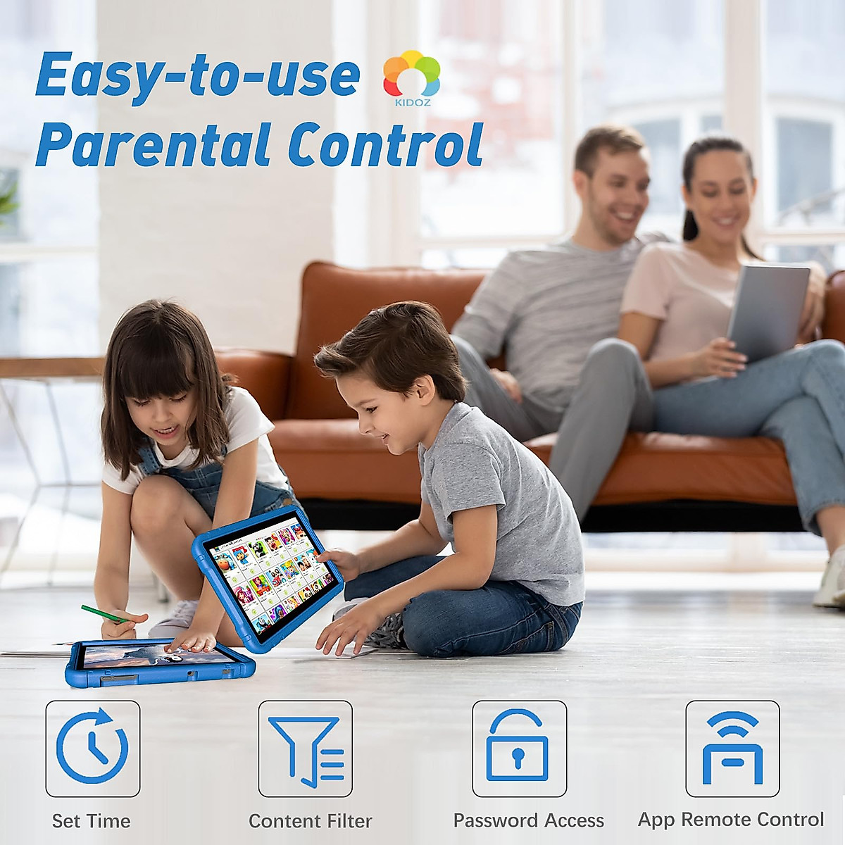 VNEIMQN Tablet for Kids, 10 Inch Kids Tablet, Android 13, 4GB+64GB, 8-core CPU,WiFi, 8000mAh,1280 * 800 HD Display, Cameras, Parental Control, Ages 3-12