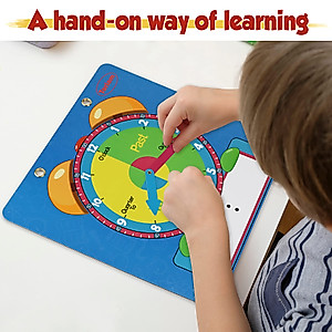 Magnetic Writable Dry Erase Learning Clock | Clock for Kids Learning to Tell Time | Large 12" Demonstration Teaching Time Practice Clock with Dry Erase Writing Surface | Pen Included | (Dark Blue)