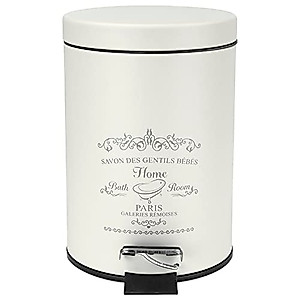 Home Basics Paris Collection Bathroom Accessories, Office, Bedroom, Decorative Waste Basket With Stylish Accent Decor To Complement Any Bathroom (3 Liter Waste Bin)