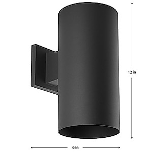 Progress Lighting Cylinder Collection 6" Modern Outdoor LED Wall Lantern Light Black