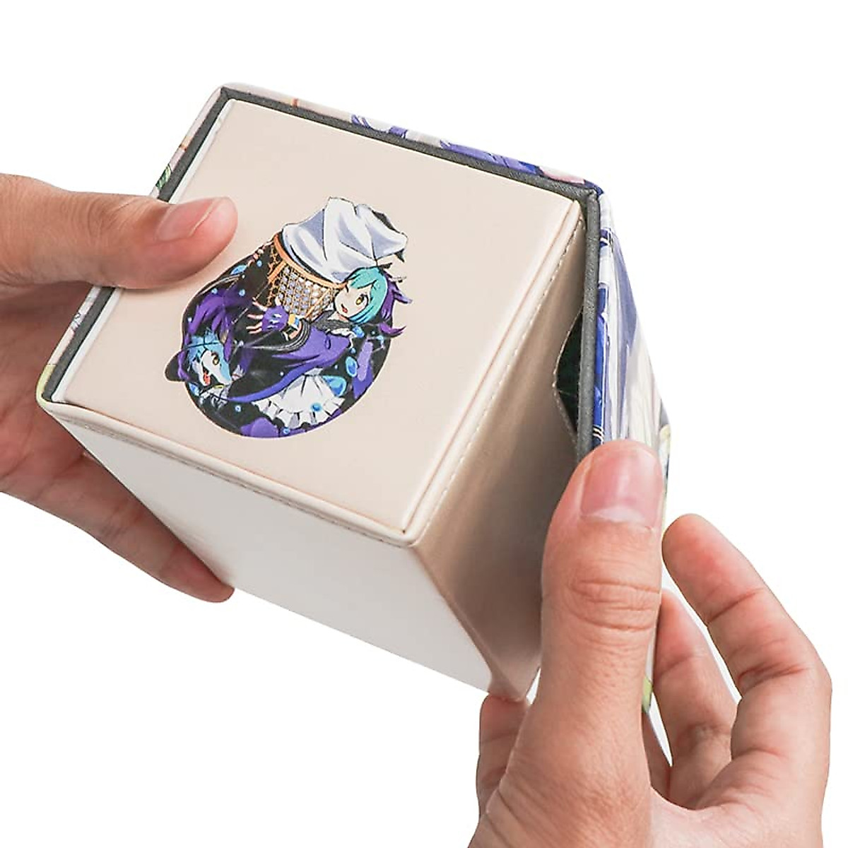 BlackLotos Leather Card Sotrage Box Magnetic Trading Card Collection Box Fit 100+ Double Sleeved YGO Cards for Collectible Cards Deck Playing Card Box (Purple)