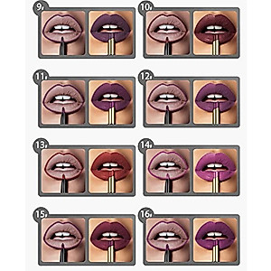 XIRUJNFD 16 Color Long Lasting Lipstick Lip Liner Combo, Dual Heads Lip Liner and Lipstick Set, Long Lasting Lipstick 24 Hour Waterproof, Matte Lip Liner (#13)
