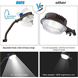 Juyace 18000lm LED Barn Light Dusk to Dawn Outdoor Lighting 5000K Daylight Adjustable Angle Yard Light with Photocell IP65 Waterproof for Outdoor Security/Area 120W Light