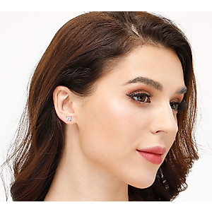 925 Sterling Silver Stud Earrings, 4 Pair Square Cubic Zirconia Stud Earring for Women Men 3 4 5 6mm