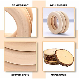 WUUDAR 20Pcs Wooden Rings for Crafts, 55mm - Smooth Unfinished Macrame Rings – Durable & Lightweight Wood Rings for Jewelry, DIY Making, Crafts & Home Decor