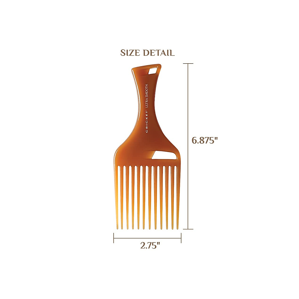 Cricket Ultra Smooth Hair Pick Comb for Volumizing, Detangling, and Reducing Frizz - Enriched with Argan, Olive Oil, and Keratin Infused, Ideal for Curly, Thick, and Long Hair