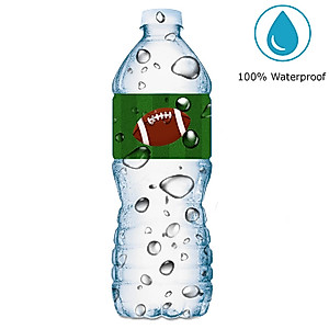 25 Sports Football Water Bottle Labels, Waterproof Water Bottle Wrappers, Great Stickers for Birthday Party, Baby Shower, Wedding, Graduation, or Any Family Event Decorations, Made in USA