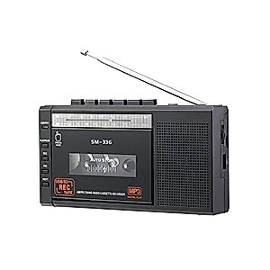 Portable Cassette Player and Recorder , Cassette Tape to MP3 Digital Converter with AM FM Radio, Support USB and Micro SD Card , Loud Speaker and Microphone Powered by AC and AA Battery