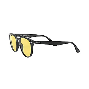 Ray-Ban RB4259F Low Bridge Fit Round Sunglasses, Black/Yellow, 53 mm