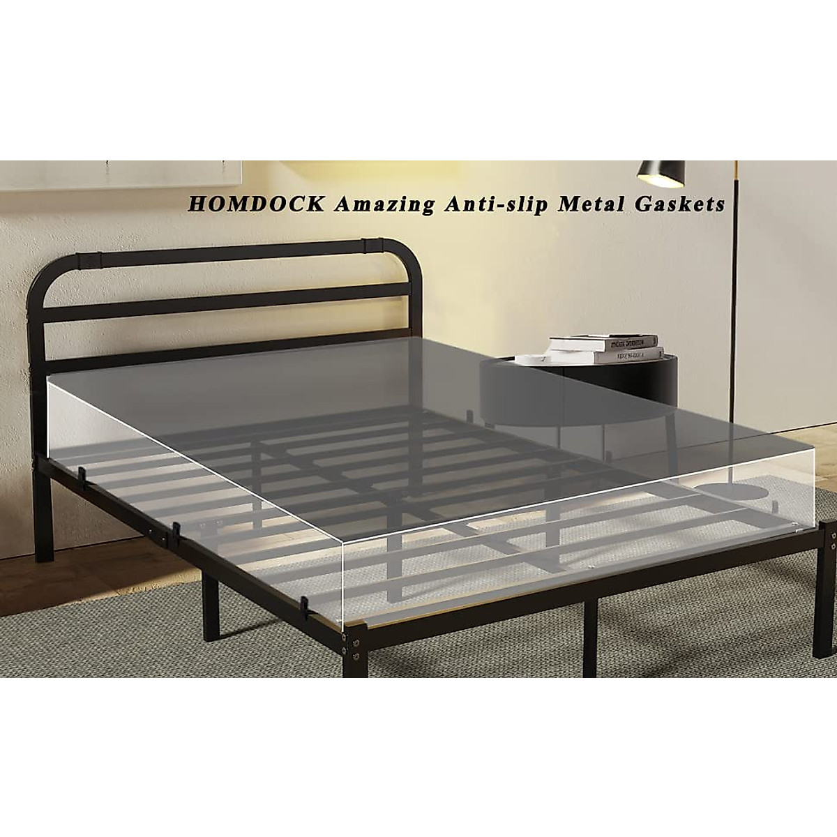 Homdock 6 PCS Non Slip Mattress Gaskets for Bed Frame/Anti-Slip Baffle/Mattress Gripper to Keep Mattress in Place/Elegant Black Finish
