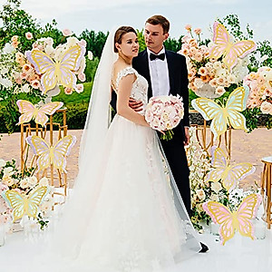 Estune 15 Pcs 3D Large Butterfly Wall Decor Gold Butterfly Decorations Paper Butterfly Wall Stickers for Girls Kids Birthday Wedding Baby Shower Party Nursery Room Classroom Bedroom Decor 2 Size