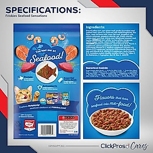 ClickPros Friskies Dry Cat Food Seafood Sensations Bundle | Includes 2 Bags of Friskies Dry Cat Food Salmon, Tuna, and Shrimp Flavors (3.15 LB) Pet Guide and 2 Toothbrushes!