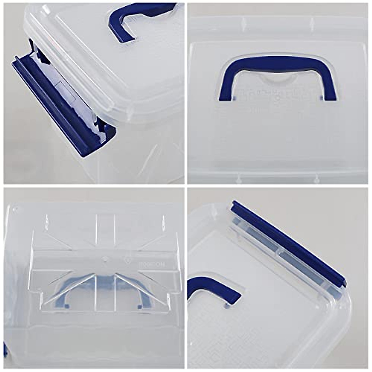 Dehouse 4-Pack 3 L Plastic Mini Storage Latch Box, Clear