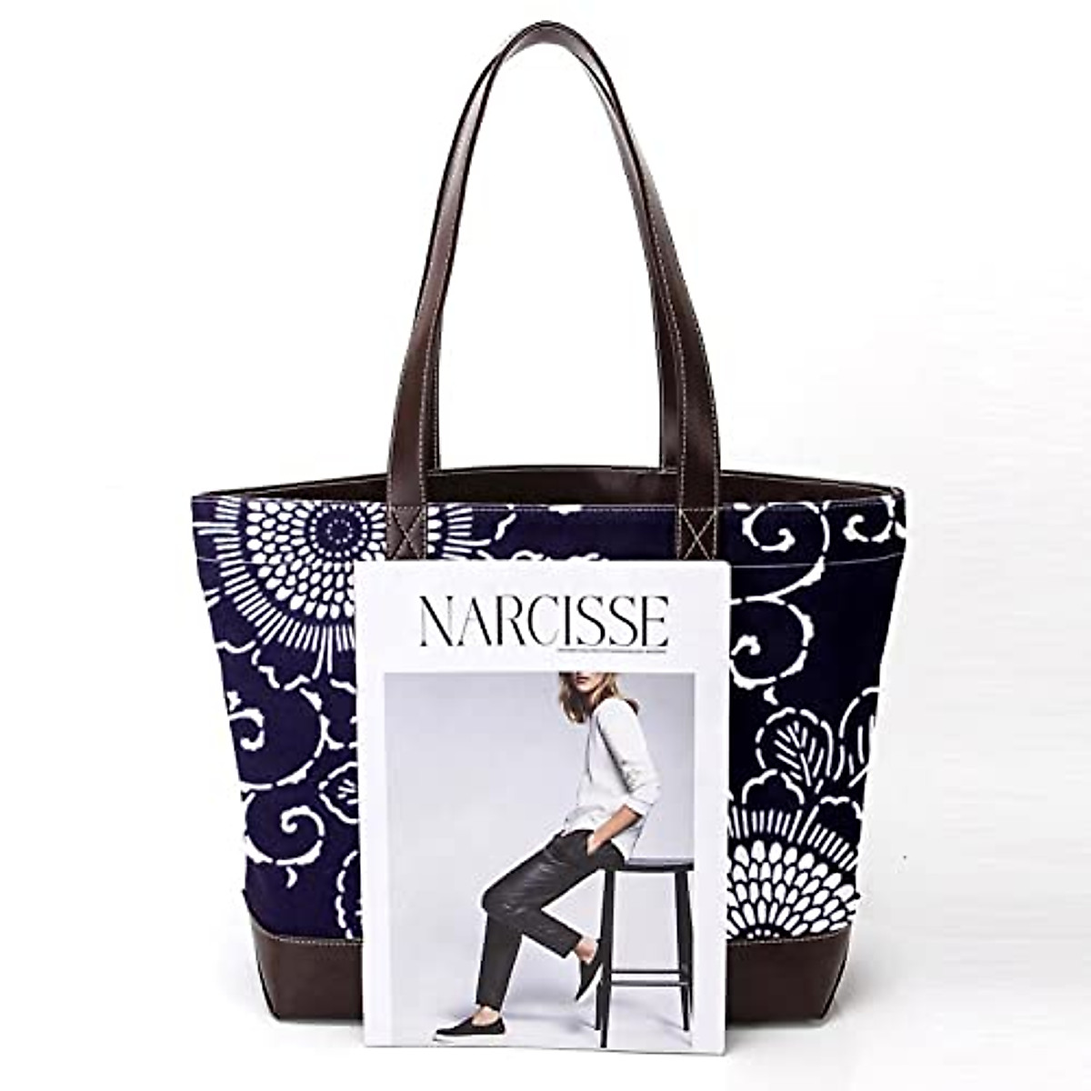 TBOUOBT Handbags for Women Fashion Tote Bags Shoulder Bag Satchel Bags, Ethnic Grey Vintage Floral