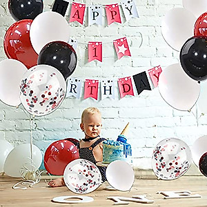 Black Red Balloons Garland Arch Kit - 120Pcs White Red Black Confetti Latex Balloons for Wedding Baby Shower Birthday Graduation Party Decorations Supplies