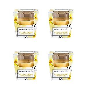 Immerse Creations (4-Pack) Vanilla Scented Candle Set in Glass Cup Jar | Refreshing, Relaxing Candles Pack, Cream, 3 Oz x 4, GLASS4