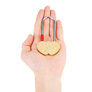 VeYocilk 3.5" 50mm Love Lock Double Heart Padlock Without Key for Lovers Wedding,Valentines,Anniversary,Travel(NO Key)