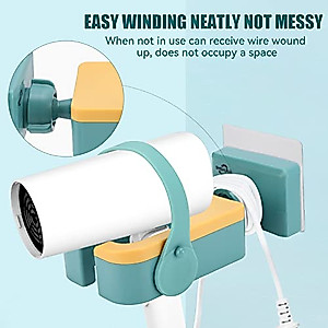 360° Rotatable Hair Dryer Holder Wall Mounted, ZOOS Hands Free Hair Dryer Stand, Universal Blow Hair Dryer Holder Wall Mount, Self Adhesive Hair Dryer Rack for Child Pregnant Woman Disabled