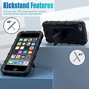 ZoneFoker for iPod Touch 7th Generation Case, iPod Touch 6th / 5th Generation Case Heavy Duty Shockproof Rugged Cover for Apple iPod Touch 7/6/5 Generation Case Black