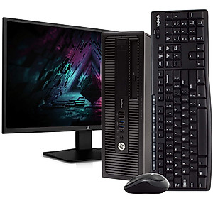 HP ProDesk 600G1 Desktop Computer PC, Intel Quad-Core i5, 500GB HDD Storage, 4GB DDR3 RAM, Windows 10 Pro, DVD, WiFi, New 24in Monitor, Wireless Keyboard and Mouse (Renewed)