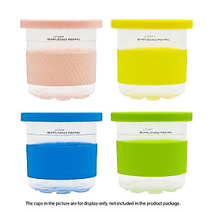 CXQ Replacement Silicone Lids and Sleeves, Compatible with Container of Ninja Creami Ice Cream Maker, Model: NC301, NC300, NC299AMZ Series. (Pink/Yellow/Blue/Green)