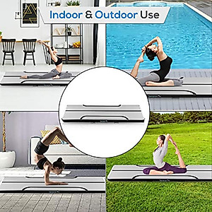 SereneLife Gymnastics Inflatable Air Tumbling Mat - 9.8 Ft Outdoor/Home Indoor Gymnastics Mat Air Tumbling Mat Track - Floor Tumble Track Mats For Gymnastics, Yoga, Cheerleading - (Black)