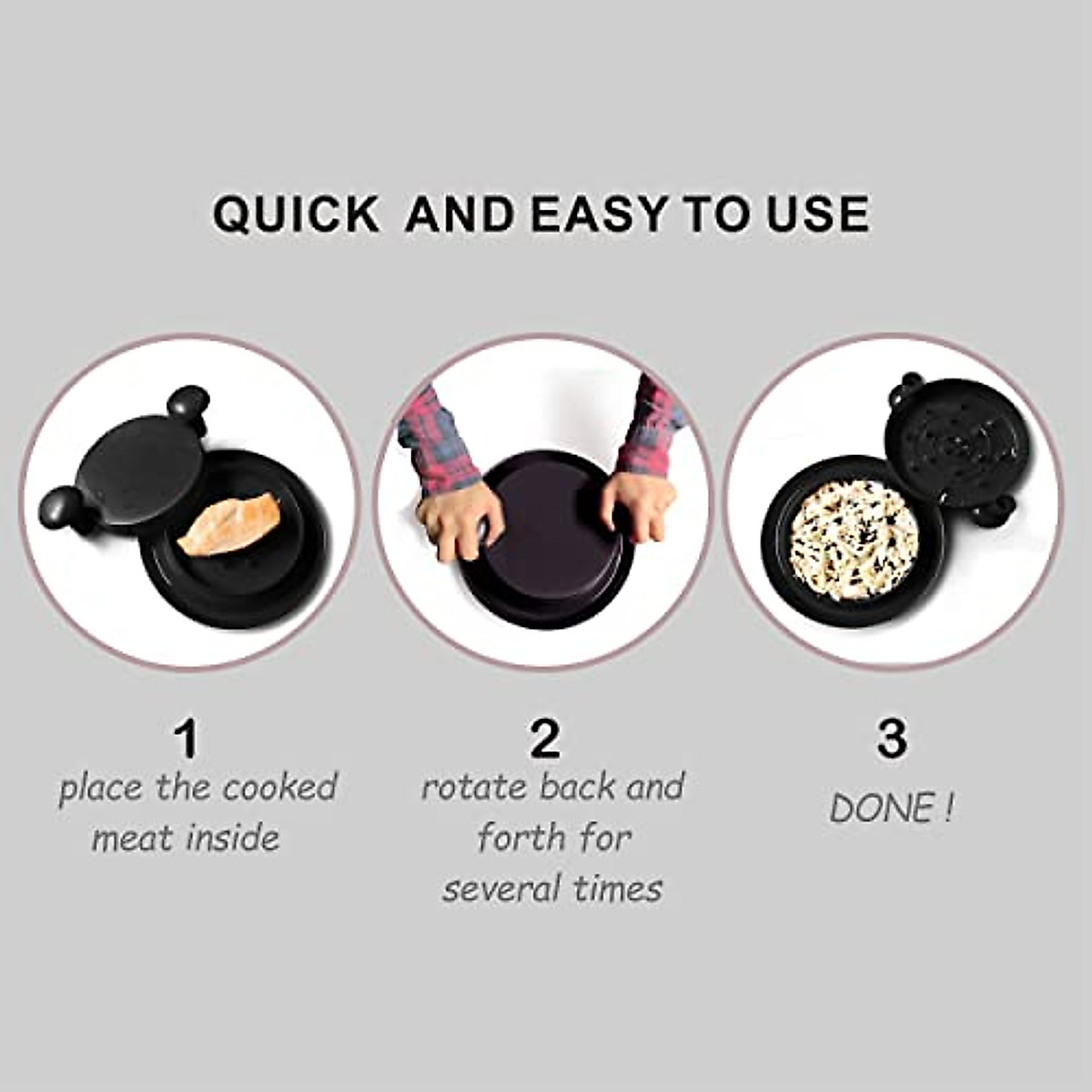 Tarasun Chicken Shredder Tool, Bigger Size (Dia. 25cm), Alternative to Bear Claws/Meat Shredder Claws, Meat Shredder Machine, Dishwasher Safe, for Pulling Pork, Beef and Chicken