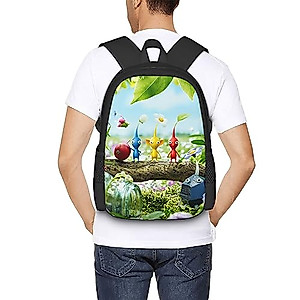 RACEK Lightweight Laptop Backpack Pik-min Rucksack 3D Printed Anime Travel Casual Adjustable Straps Daypack For Men Women