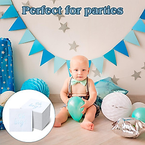 Fuyoooo 100 Pcs Boy Baby Shower Napkins Paper Luncheon Beverage Napkins for Boy Baby Shower Napkins Blue Foil Baby Shower Guest Napkins 5 x 5 Inch for Baby Shower Boy Welcome Party Decorations (Blue)