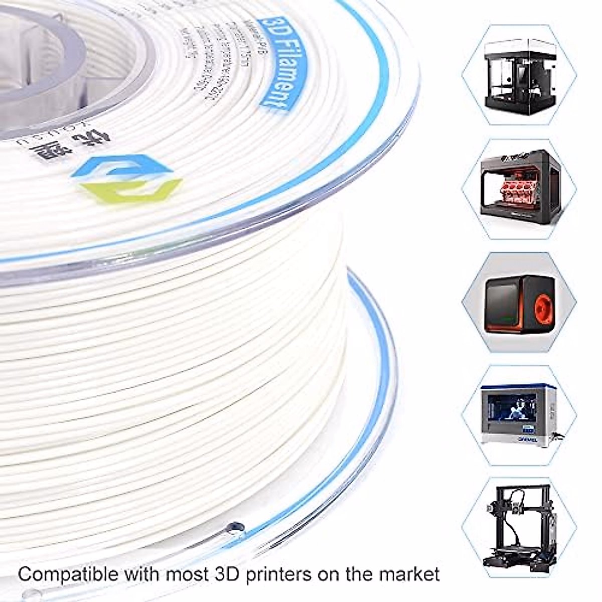 YOUSU White PVB Filament 1.75 mm for 3D Printer & 3D Pen 1 kg (2.2 lbs), Print As Easy as PLA Filament, can be Polished with Alcohol to get Smooth Surface.