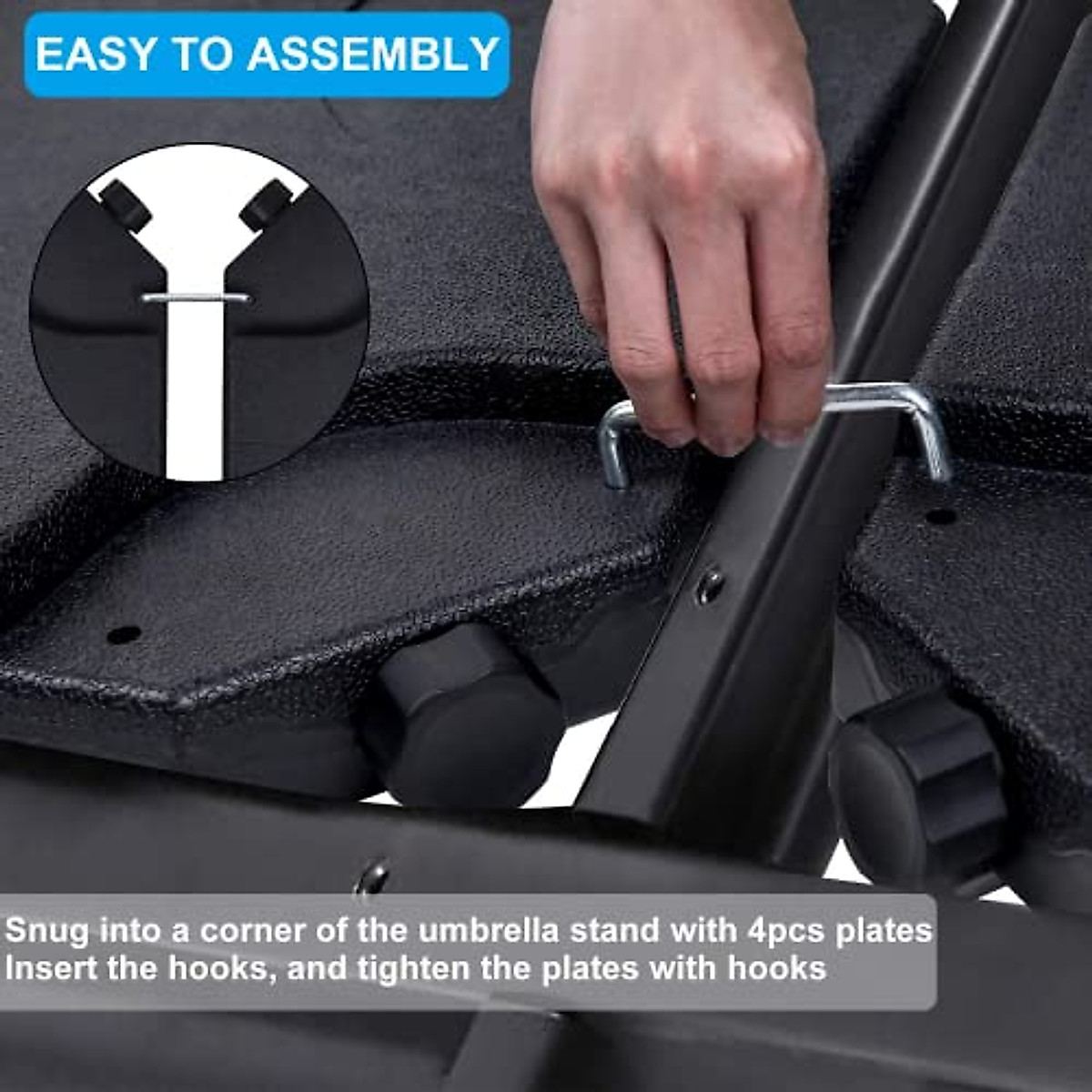 Simple Deluxe 4PCS Cantilever Offset Patio Umbrella Base Square Stands, 176LB Square Shaped Water or 132LB Sand Filled Umbrella Base with U Locking, Black