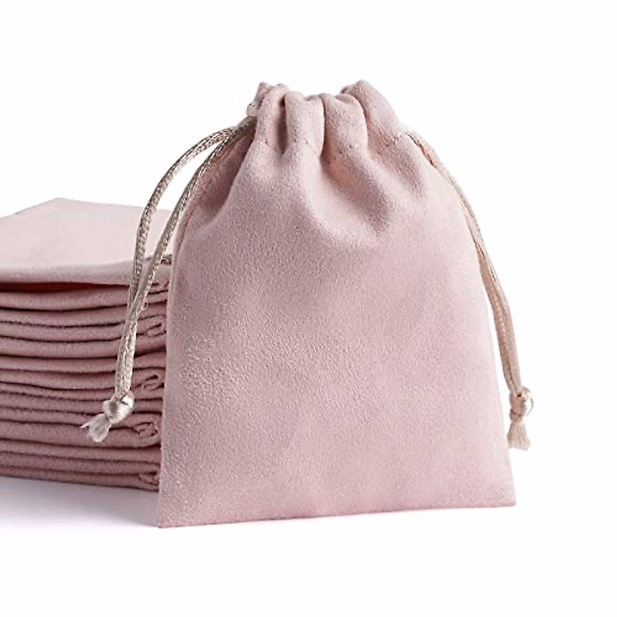 PandaSew 20 pack Drawstring Bag Suede Jewelry Packaging Pouch for Jewelry,Gift,Earrings Necklace Rings Antiques, 4"x 3.15", Pink