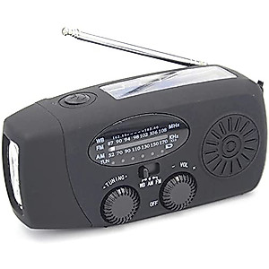 【Aivica-088】 NOAA Weather Radio Emergency Radio Solar, Hand Crank, Micro USB Charge AM/FM/NOAA Radio 3 LED Flashlight 2000mAh Smart Phone Charger Power Bank(Red) (Black)