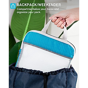 Gonex Compression Packing Cubes Mesh Organizers L+M+S+XS+Slim+Laundry Bag Blue