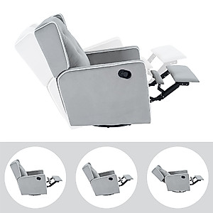 Bond with Your Baby, Relax in Style with Odelia 360° Swivel Glider Rocker Recliner, Nursery Chair with Manual Puller, Plush Cushioning, Soothing Rocking Motion with Microfiber Fabric - Light Gray