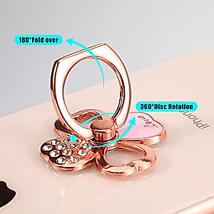 Dynippy Cell Phone Ring Holder Finger Ring Stand - 2 Pack Kickstand Metal 360°Rotation Grip Holder Compatible with iPhone, Galaxy and Most of Phones, Tablet and Case (Pink and Red)