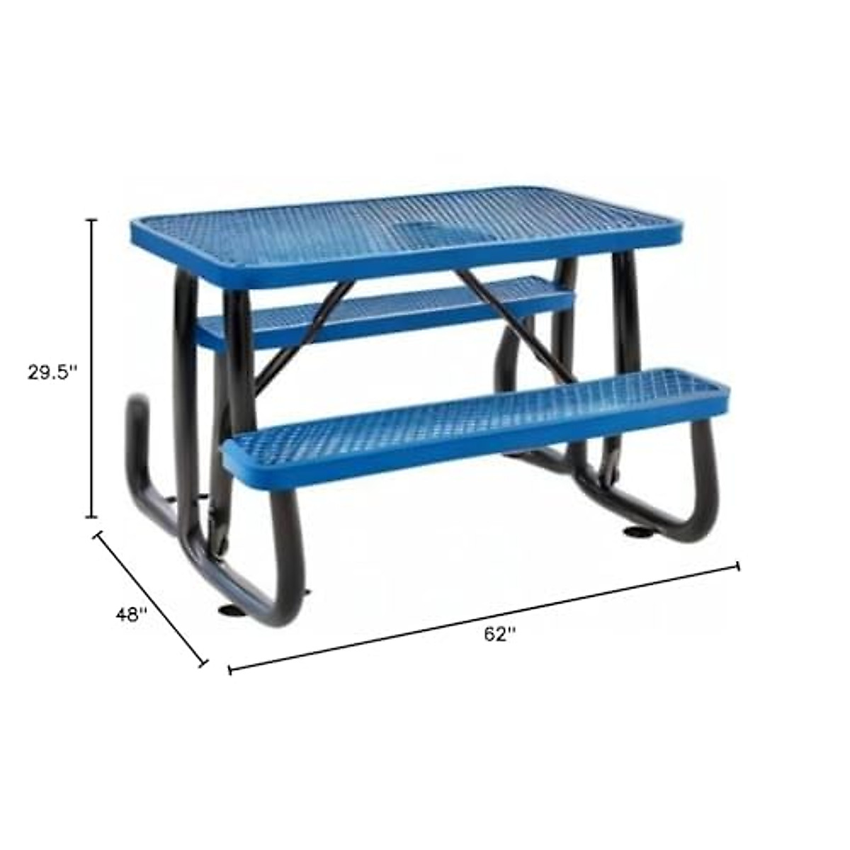 Global Industrial 4' Rectangular Expanded Metal Picnic Table, 48" L x 62" W,Blue