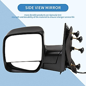 ECCPP Driver Side Mirrors, Left Rear View Mirrors fit 2003-2013 For Ford E-150 E-250 2004-2013 For Ford E-350 E-450 Super Duty E-450 Power Heated Manual Folding