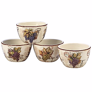 Certified International Corp Vintners Journal 4" Tidbit Bowls, Set of 4, Medium, Cranberry