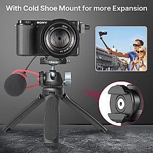 ULANZI Camera Tripod, MT-46 Aluminum Alloy Phone Tripod for Camera with F38 Quick Release Plate, 4 Levels Adjustment 360 Ball Head with Cold Shoe Lightweight Portable Vlog Travel Selfie Stick for DSLR