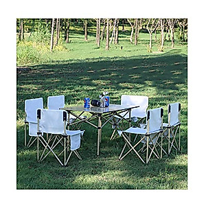 Outdoor Table and Chair Set Outdoor Aluminum Alloy Folding Table and Chair Portable Table Set, Portable Barbecue Camping Chair, Seven-Piece Set