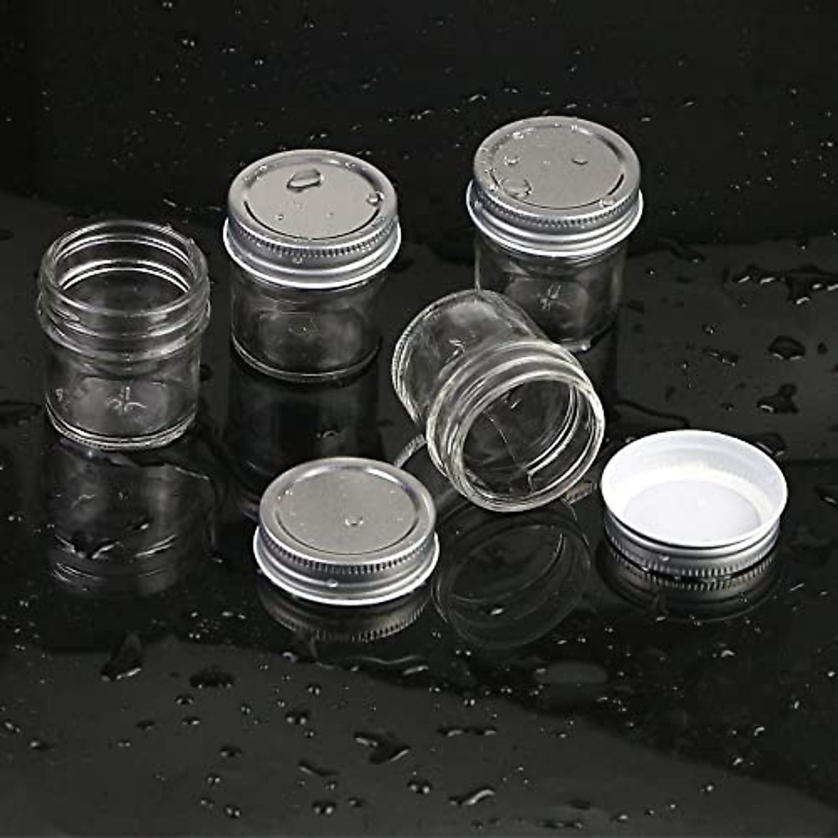 CZWESTC 16PACK 2Ounces Glass Jars with Lids,Mini Mason Jar Shot Glasses with Metal Lid,Round Set Glass Jars Canning Storage Jars Containers for Storing Lotions, Powders, and Ointments …