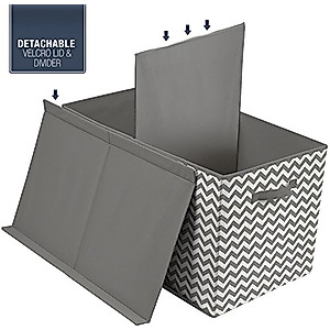 Sorbus Toy Chest with Flip-Top Lid, Kids Collapsible Storage for Nursery, Playroom, Closet, Home Organization, Large (Pattern - Chevron Gray)