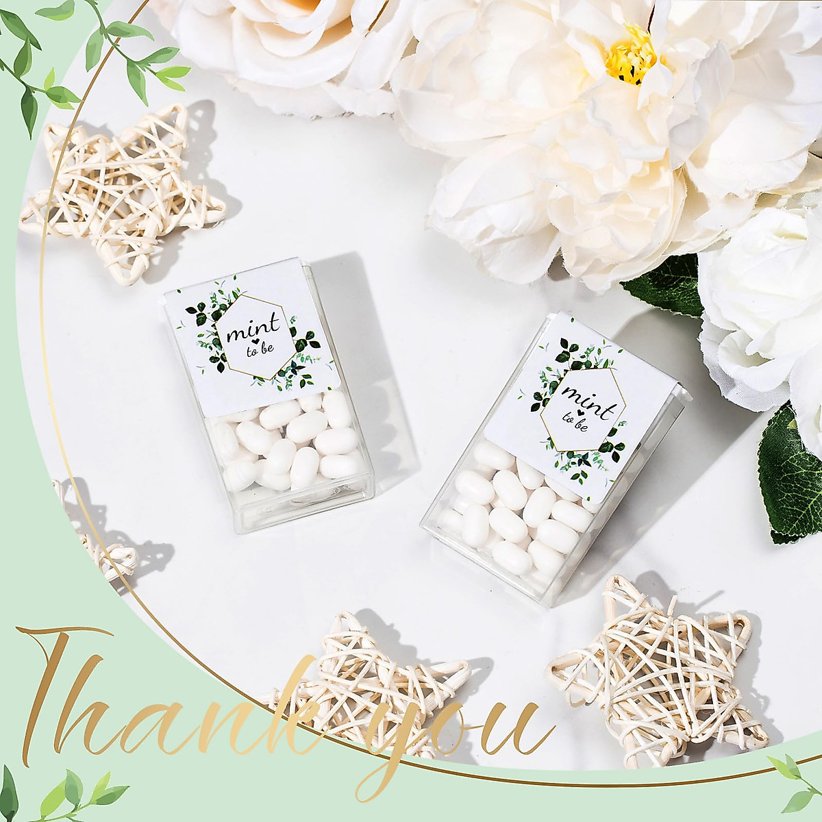 Kosiz 120 Pcs Mint to Be Labels Wedding Favors Wedding Stickers Greenery Leaf Bridal Shower Engagement Party Favor Botanical Theme Wedding Stickers for Guests