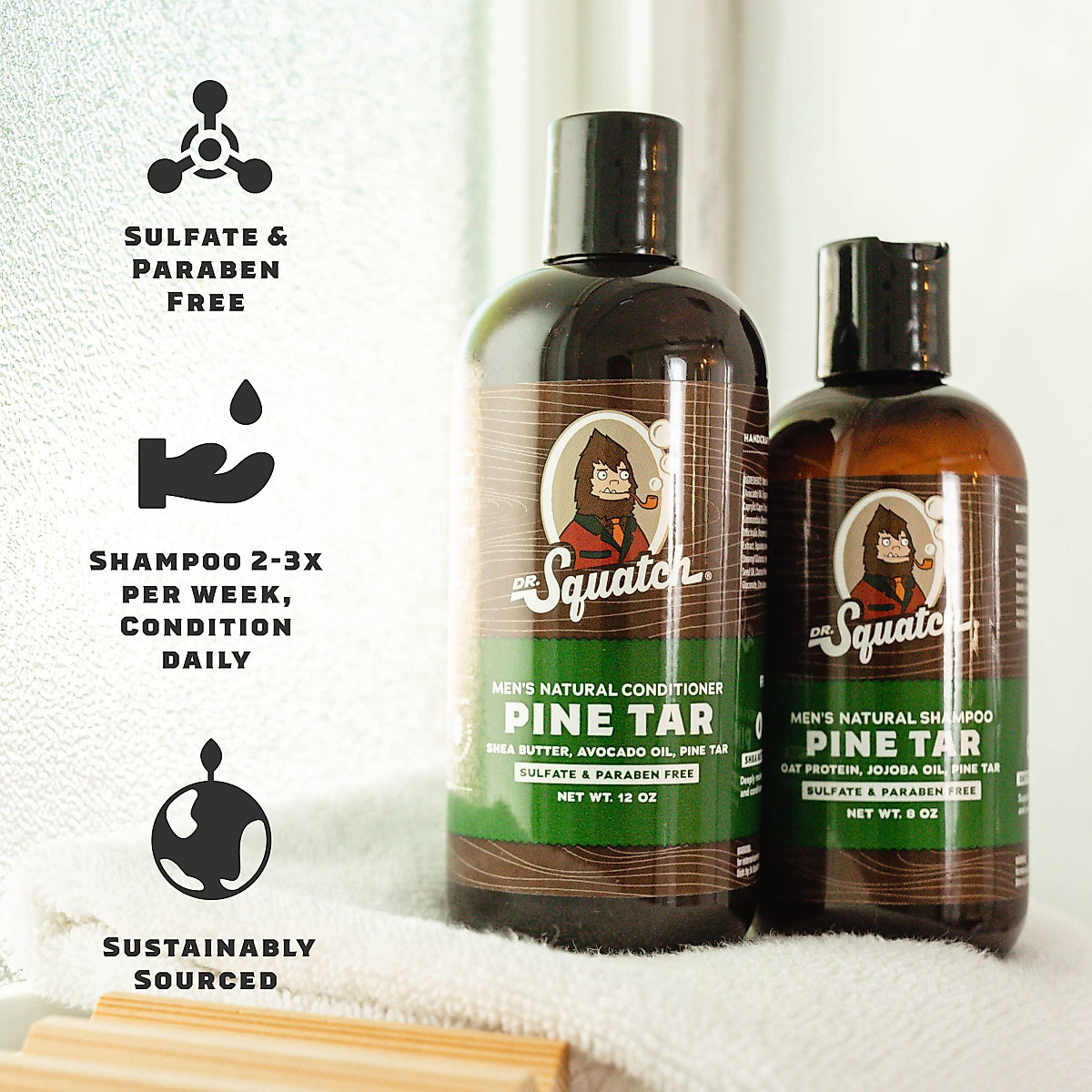 Dr. Squatch Citrus & Cypress Men's Shampoo + Conditioner Hair Bundle - Keeps Hair Looking Full and Healthy
