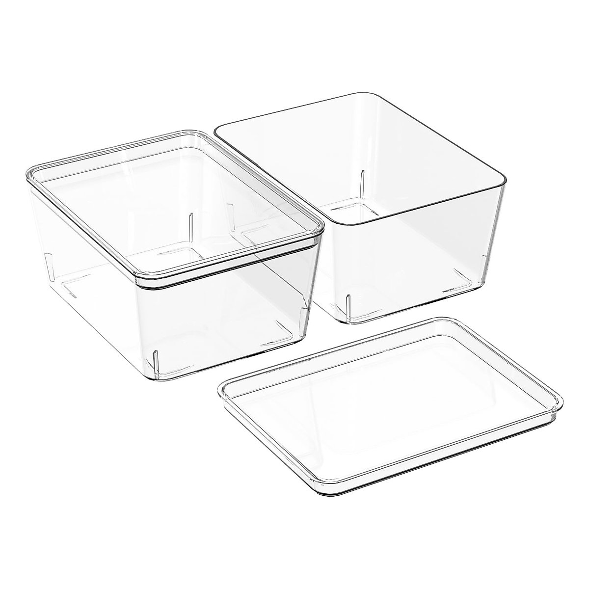 Storage Bins With Lids Plastic Containers: Plastic Multipurpose Stackable Storage Container Bins With Lid For Home And Office Organization, Small Storage Bin, 2 Pcs 5x7 Plastic Container, Clear