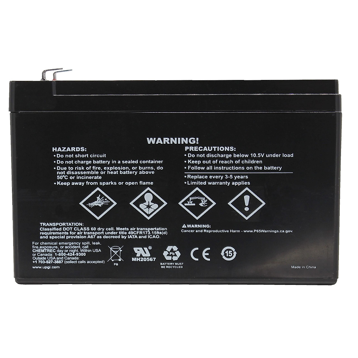 UPG 12V 9Ah SLA Battery Replacement for APC Back-UPS ES 650
