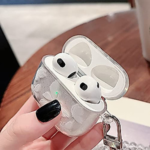 Srddty Compatible with AirPods 3rd Generation Case Cute Clear Glitter, Shockproof Soft TPU Protective Airpod 3 Case Cover for Girls Women with Keychain Designed for AirPods 3rd Gen 2021, Butterfly