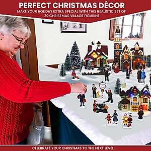 Christmas Village Figurines Decoration Set - Perfect Addition to Your Christmas Indoor Decorations & Snow Village Displays - A Thoughtful Gift for Your Loved Ones (30 Piece Christmas Village Set)