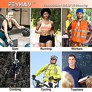FEYHAY Copper Compression Socks (8 Pairs) 15-20 mmHg is BEST Graduated Athletic & Daily for Men & Women Running Travel
